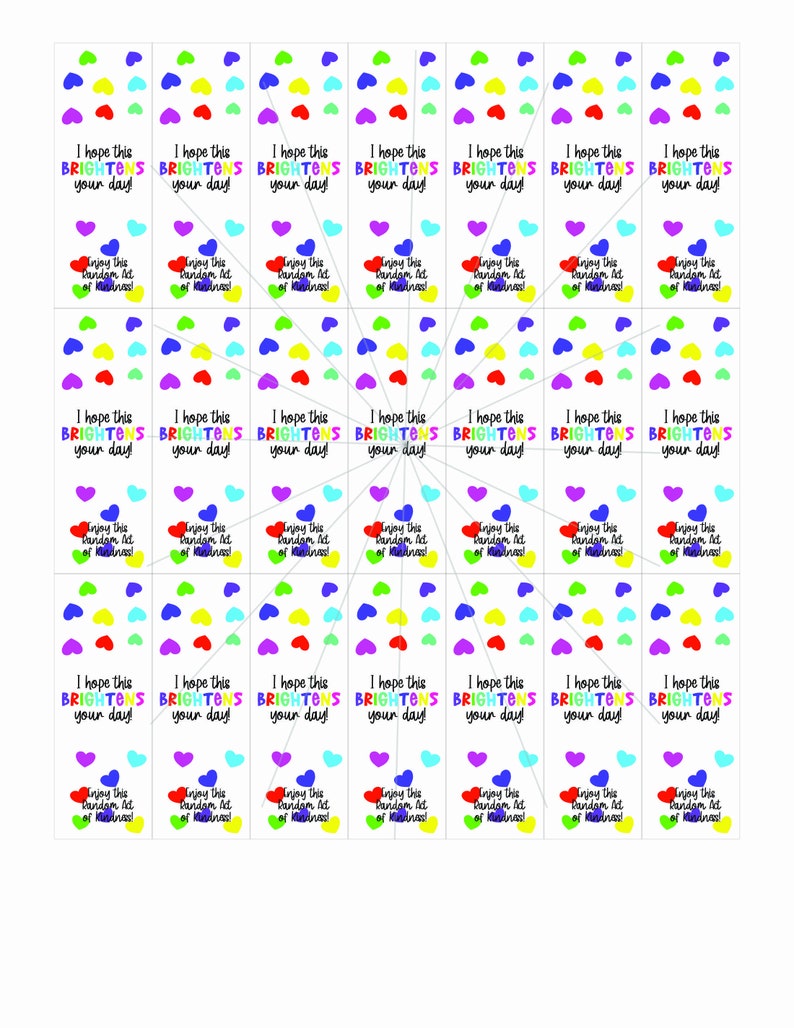 Random Acts of Kindness Gifts Printable, Brighten Your Day Gift ...