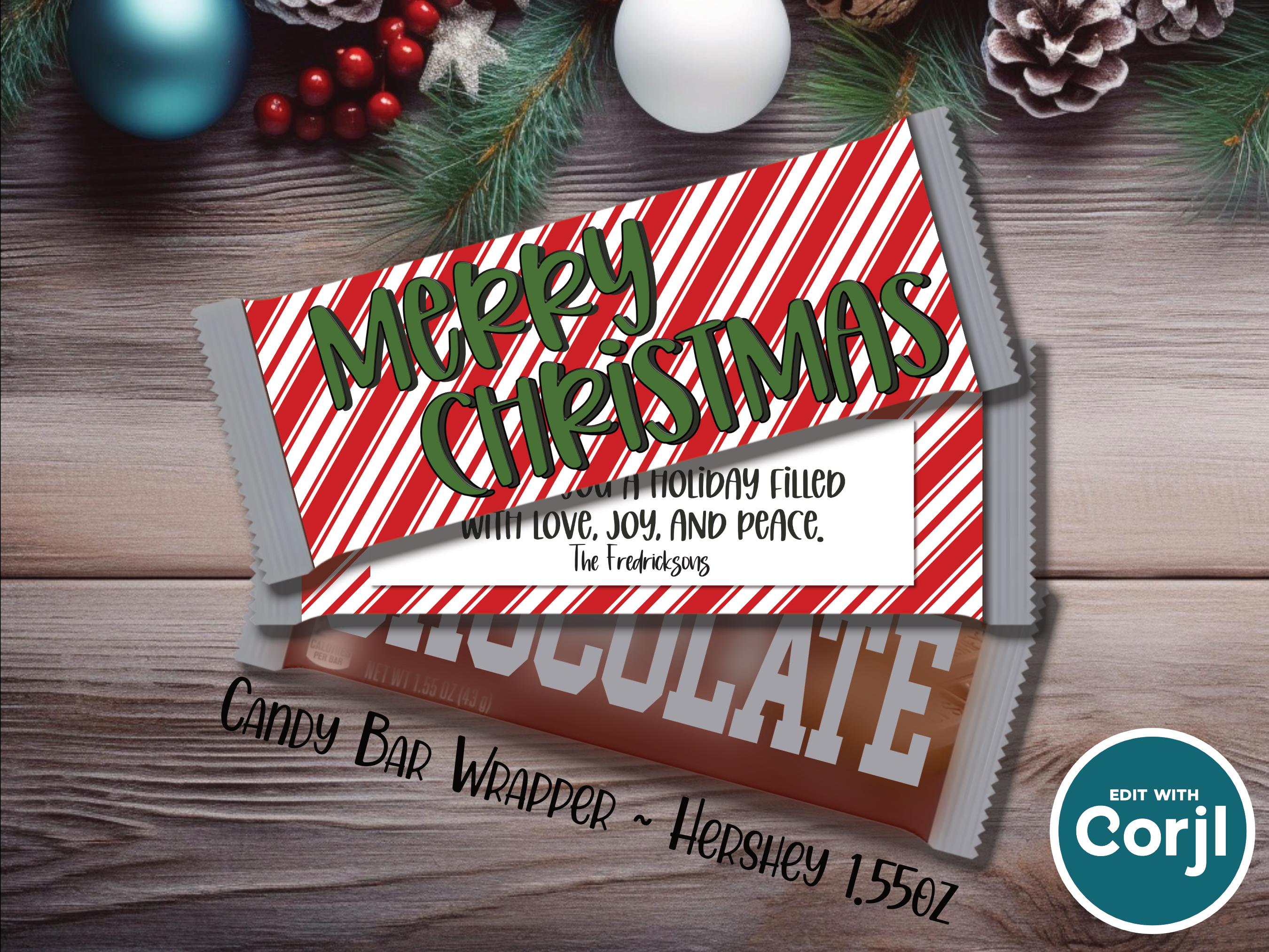 Editable Candy Cane Chocolate Bar Wrapper for Teacher Thank You Gift at ...