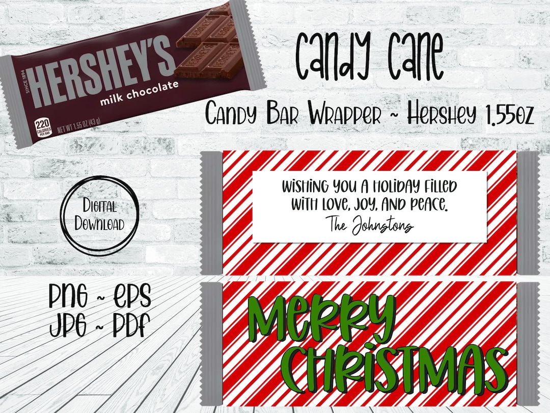 Editable Candy Cane Chocolate Bar Wrapper for Teacher Thank You Gift at ...