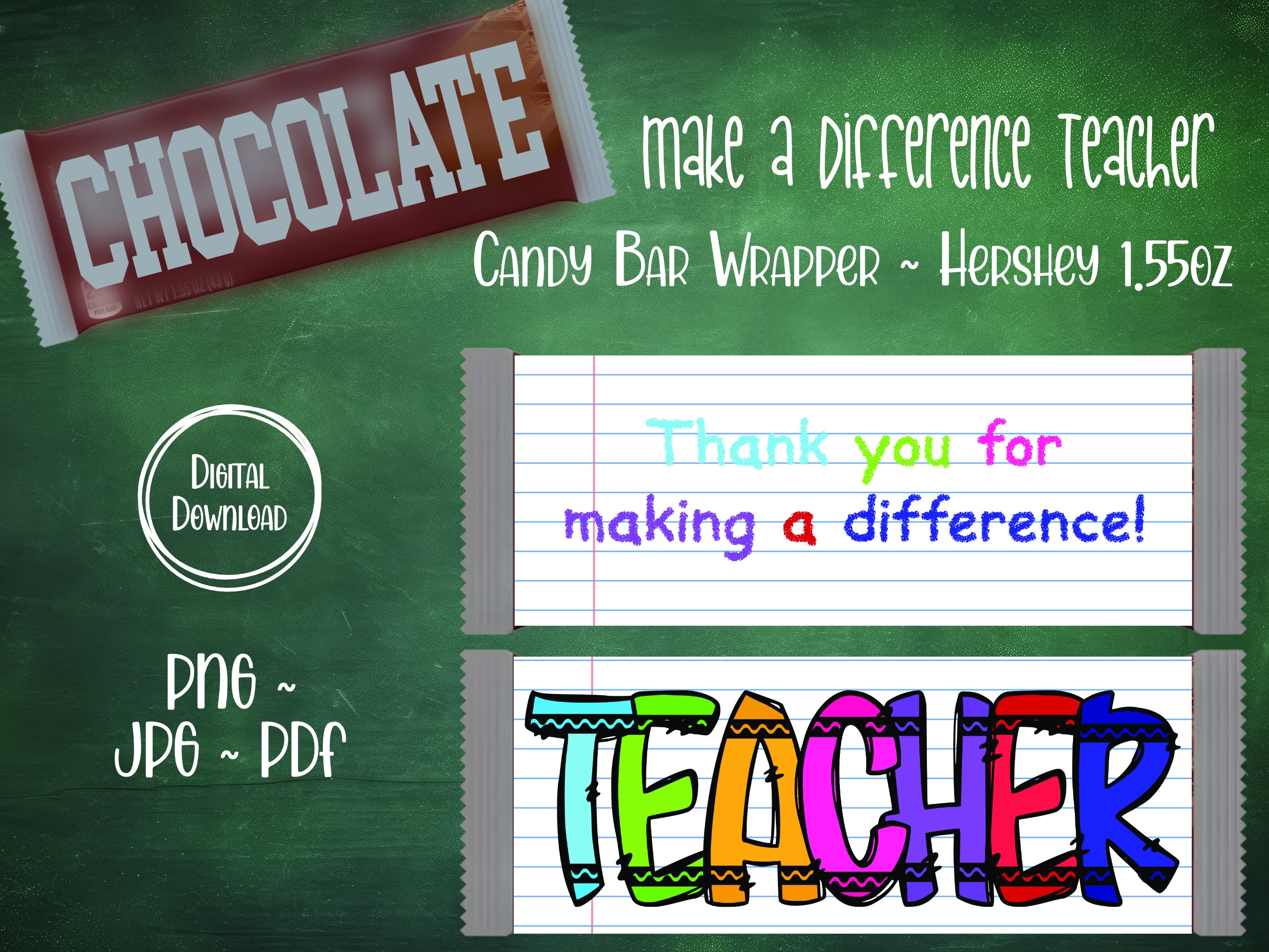 Teacher Thank You Gift, Chocolate Candy Bar Wrapper, Teacher ...