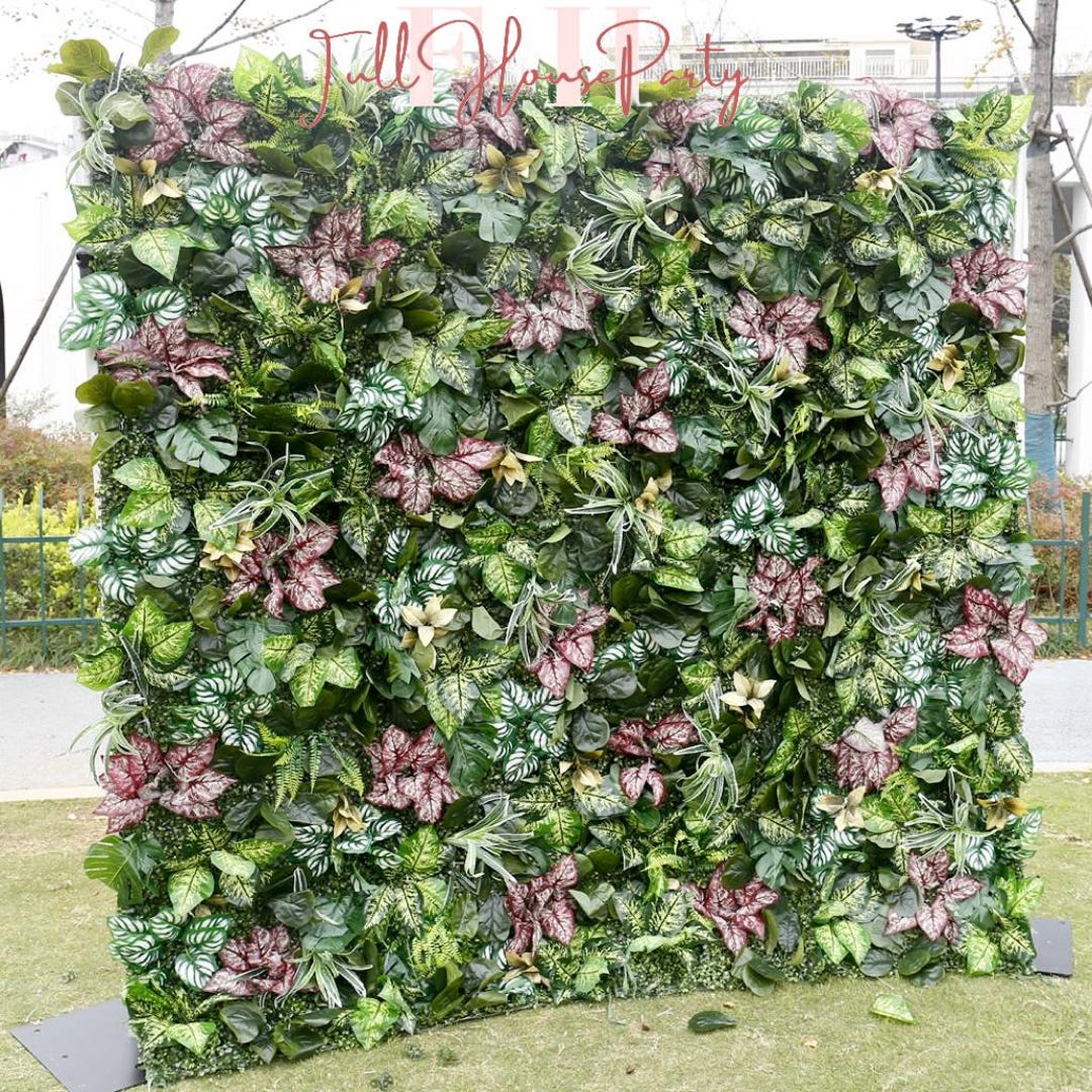 Lush Green Leaves 5D Flower Wall (8x8 Ft) - Roll-up Fabric Flower Wall ...