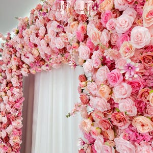 W8ft X H8.53ft Rollable Artificial Pink Rose Arch Wedding Decoration ...