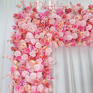 W8ft X H8.53ft Rollable Artificial Pink Rose Arch Wedding Decoration ...