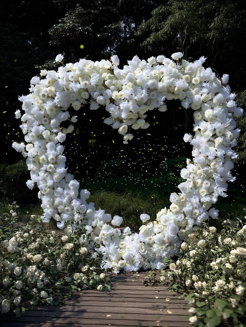 Ships From USA/ (7.2 × 7.2 Ft)5d Luxury White Heart-shaped Floral Arch ...