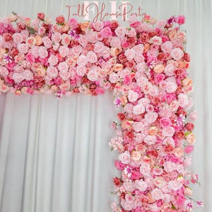 W8ft X H8.53ft Rollable Artificial Pink Rose Arch Wedding Decoration ...