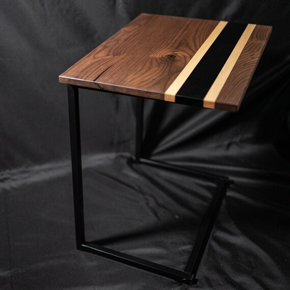 C-table Walnut Maple Epoxy Laptop Table Sofa Table | Etsy