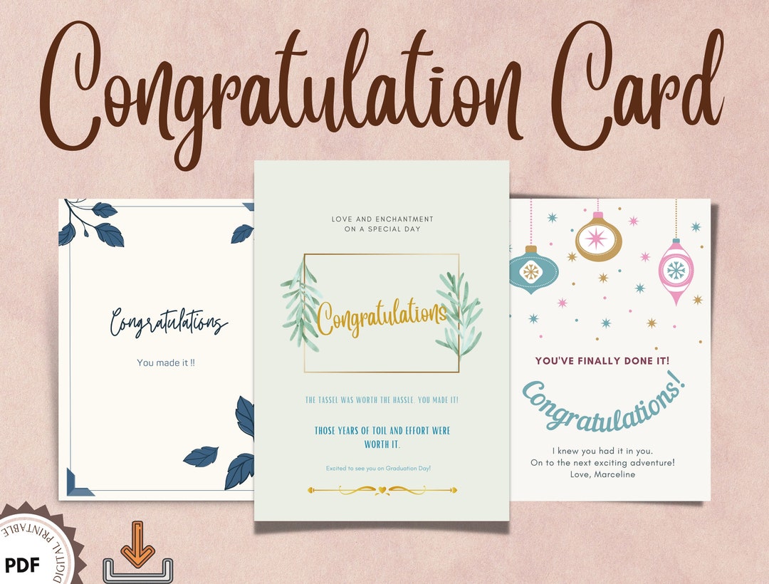 Congratulation Printable Card / Editable Congratulation PDF - Etsy