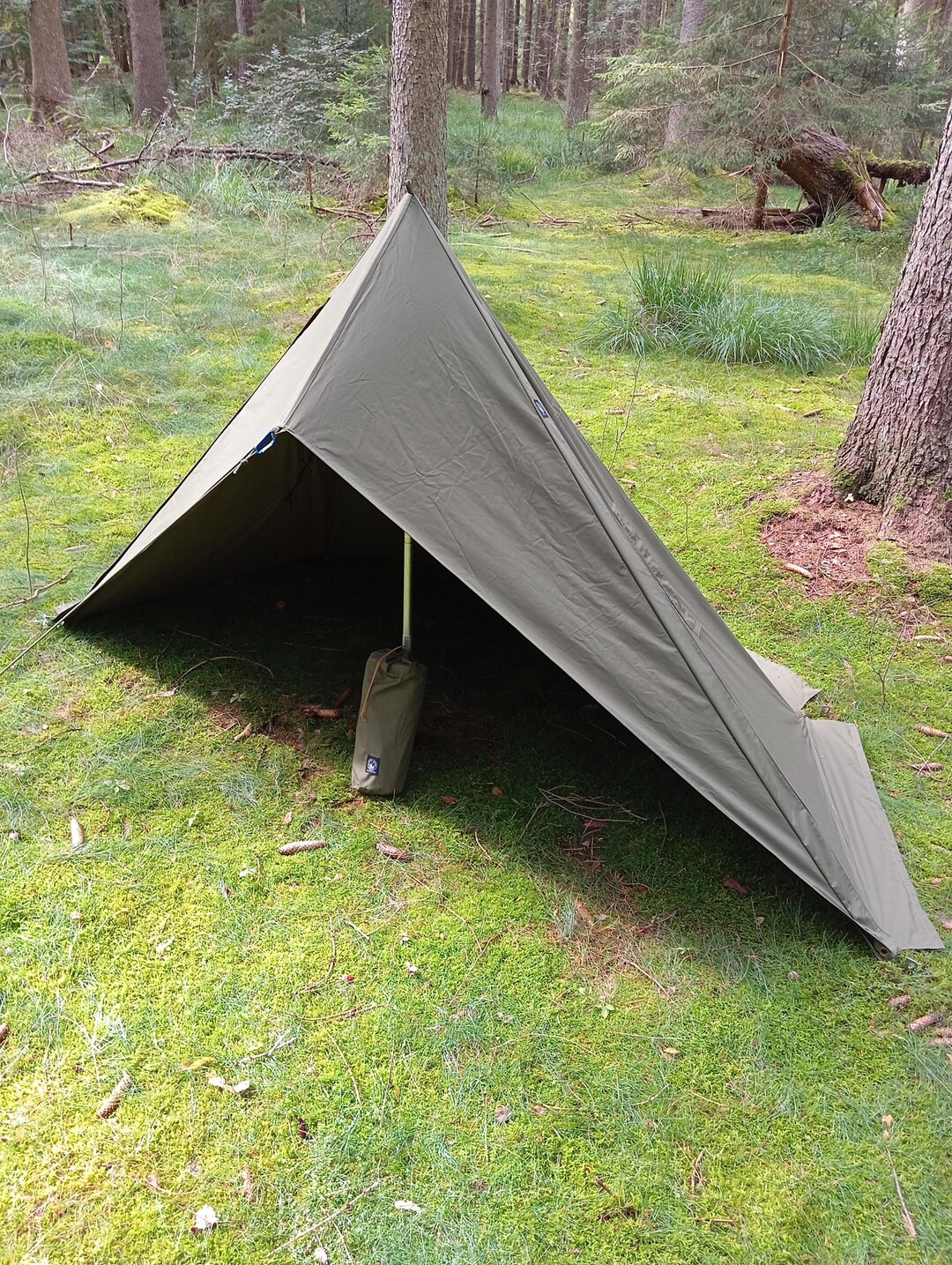 Lavvu Tent Set 2 Pieces Canvas Olive Green for 1 Person Bushcraft ...
