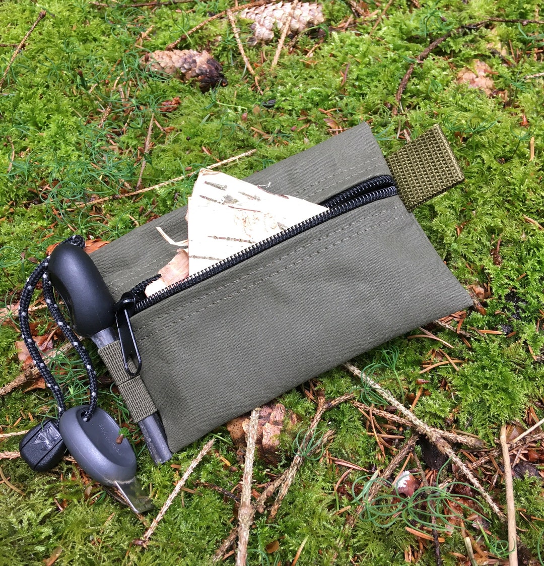 Bushcraft Tinder Bag Tinder Pouch Camping Outdoor Canvas Firesteel Fire ...