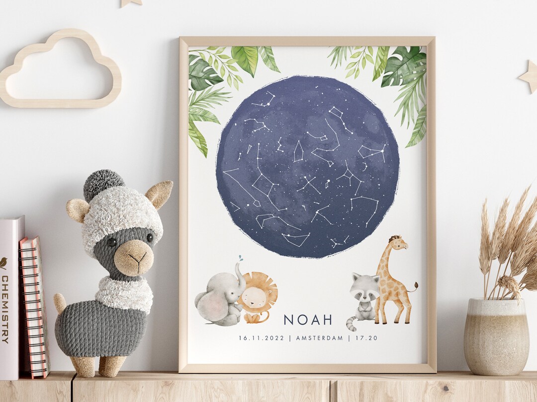 Personalized Star Map Poster Jungle | Custom Birth Gift | Pregnancy ...