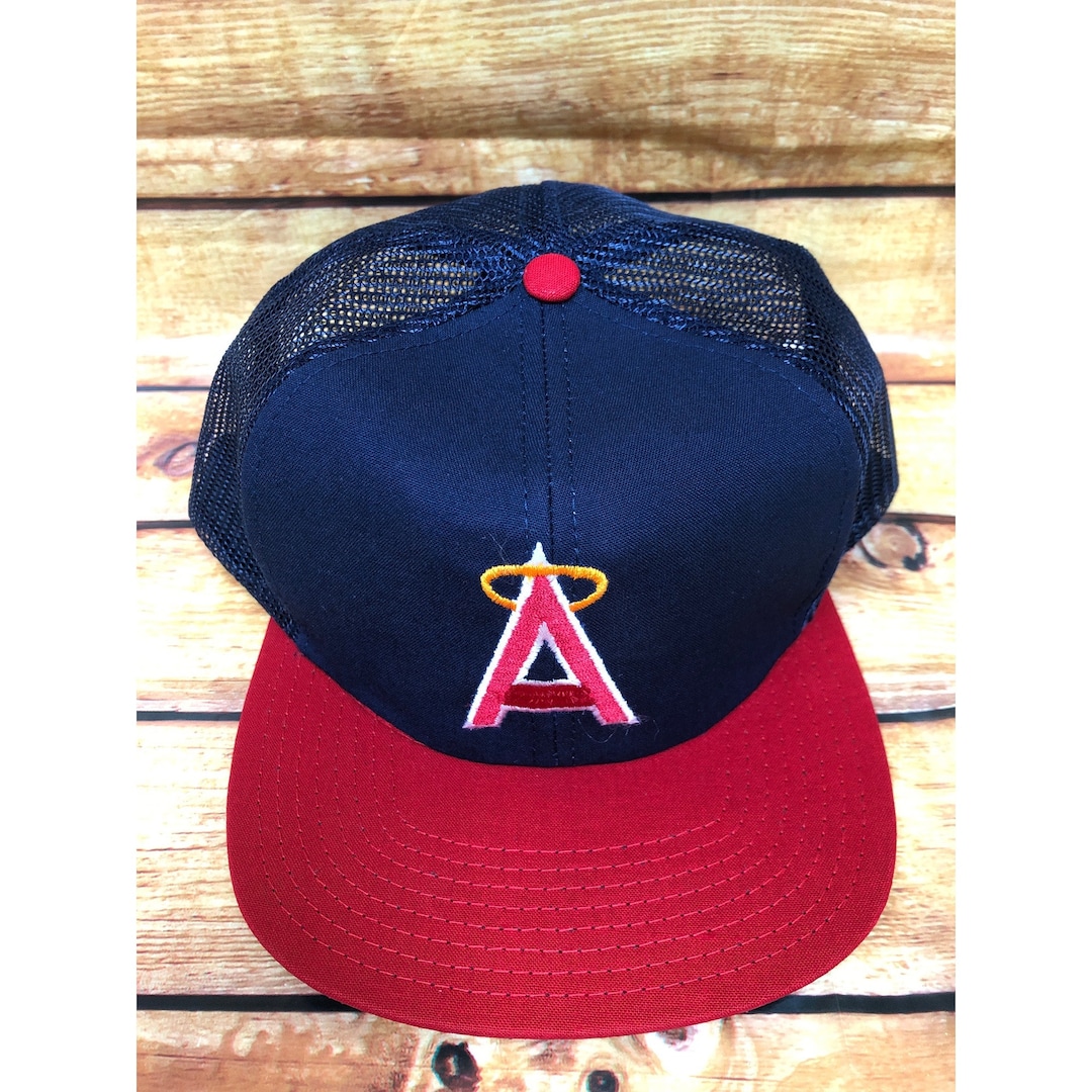 NOS Vintage Los Angeles Angels Blue Red Mesh Snapback Hat Twins Ent ...