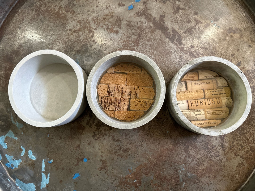 Hand-made Cement, Cork, Resin, and Stone Wine and Drink Coasters, Wine ...