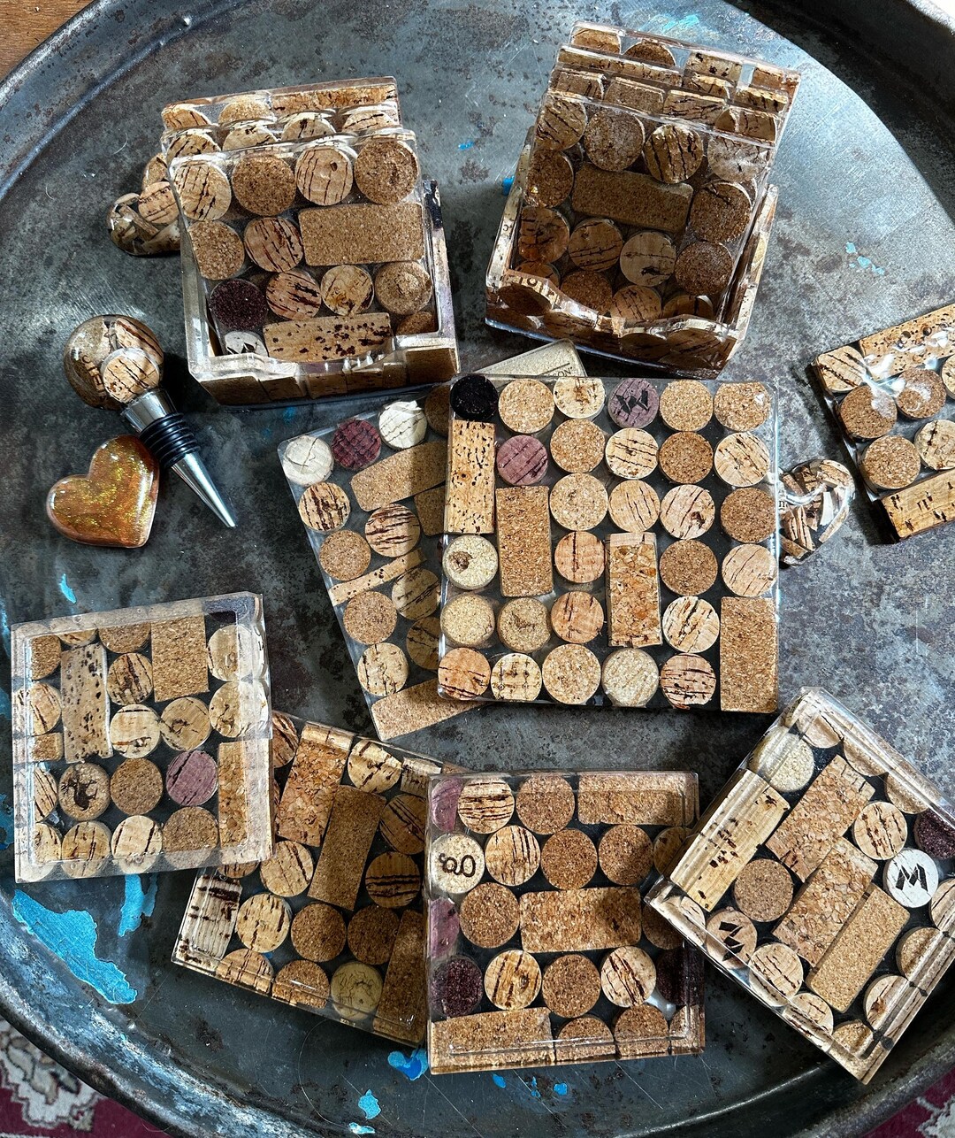 Resin and Cork Coasters Holiday Gift, Epoxy Resin Drink Coasters ...