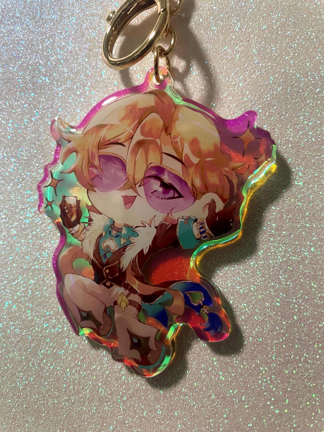 HSR Aventurine Rainbow Epoxy Holographic Keychain - Etsy
