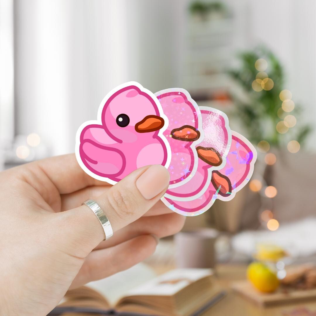 Cartoon Pink Rubber Ducky Sticker: Waterproof Vinyl Decal - Etsy