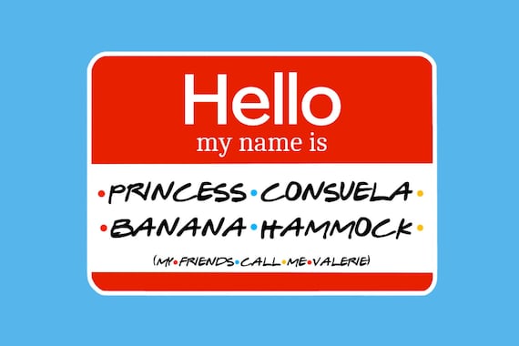 Hello My Name is Princess Consuela Banana Hammock Sticker in - Etsy