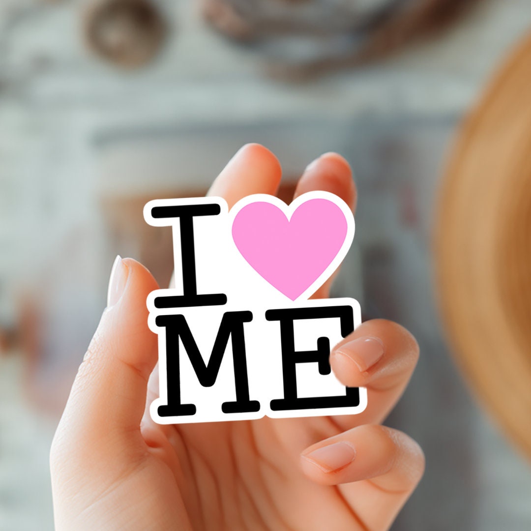 I Love Me Light Pink Heart Sticker in Matte, Glossy, or Holographic ...