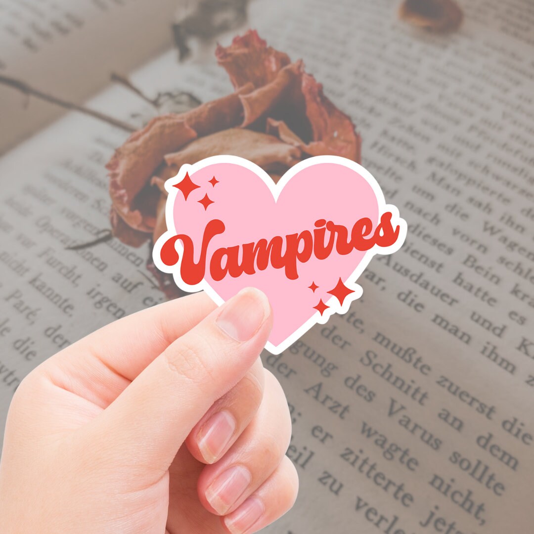 Love Vampires With Stars | Pink Heart | Booktok Sticker - Etsy