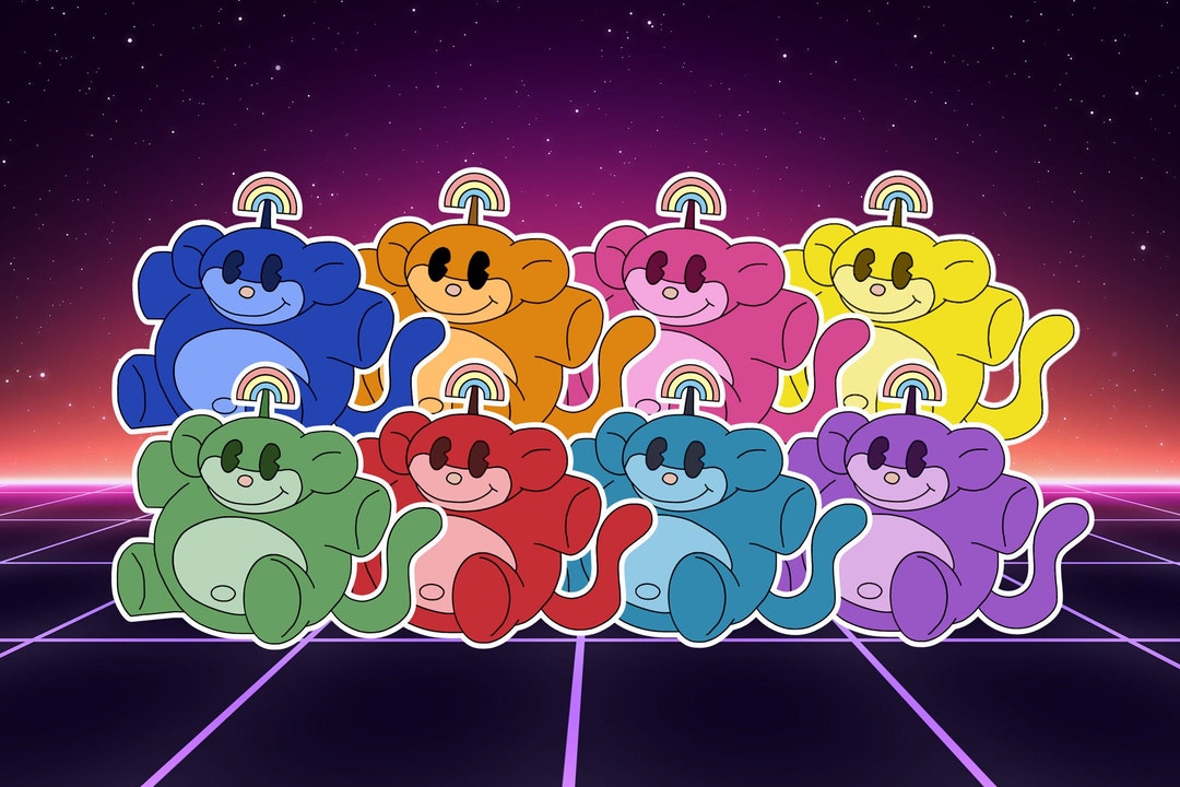 Millennial Individual Rainbow Monkey Sticker in Matte or - Etsy