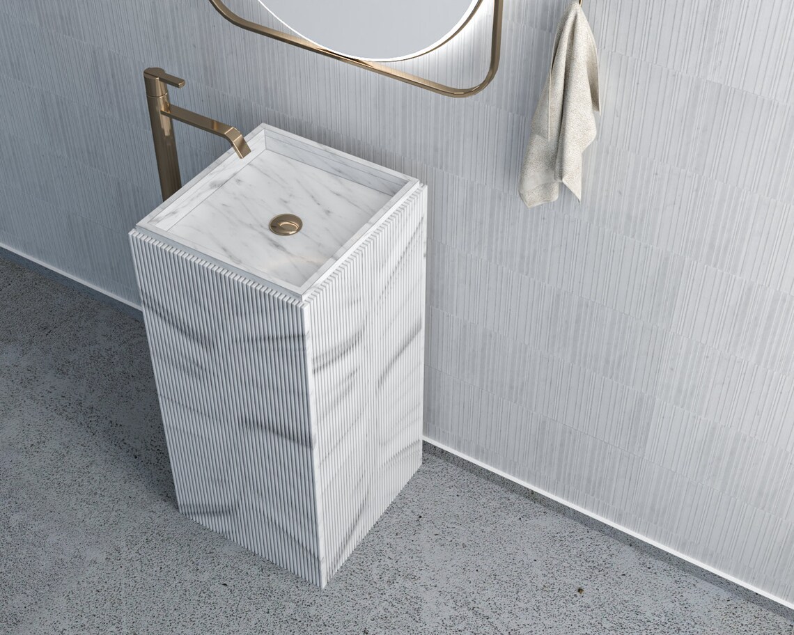 Funnel Washbasin Carrara White Marble Bathroom Sink Marble - Etsy