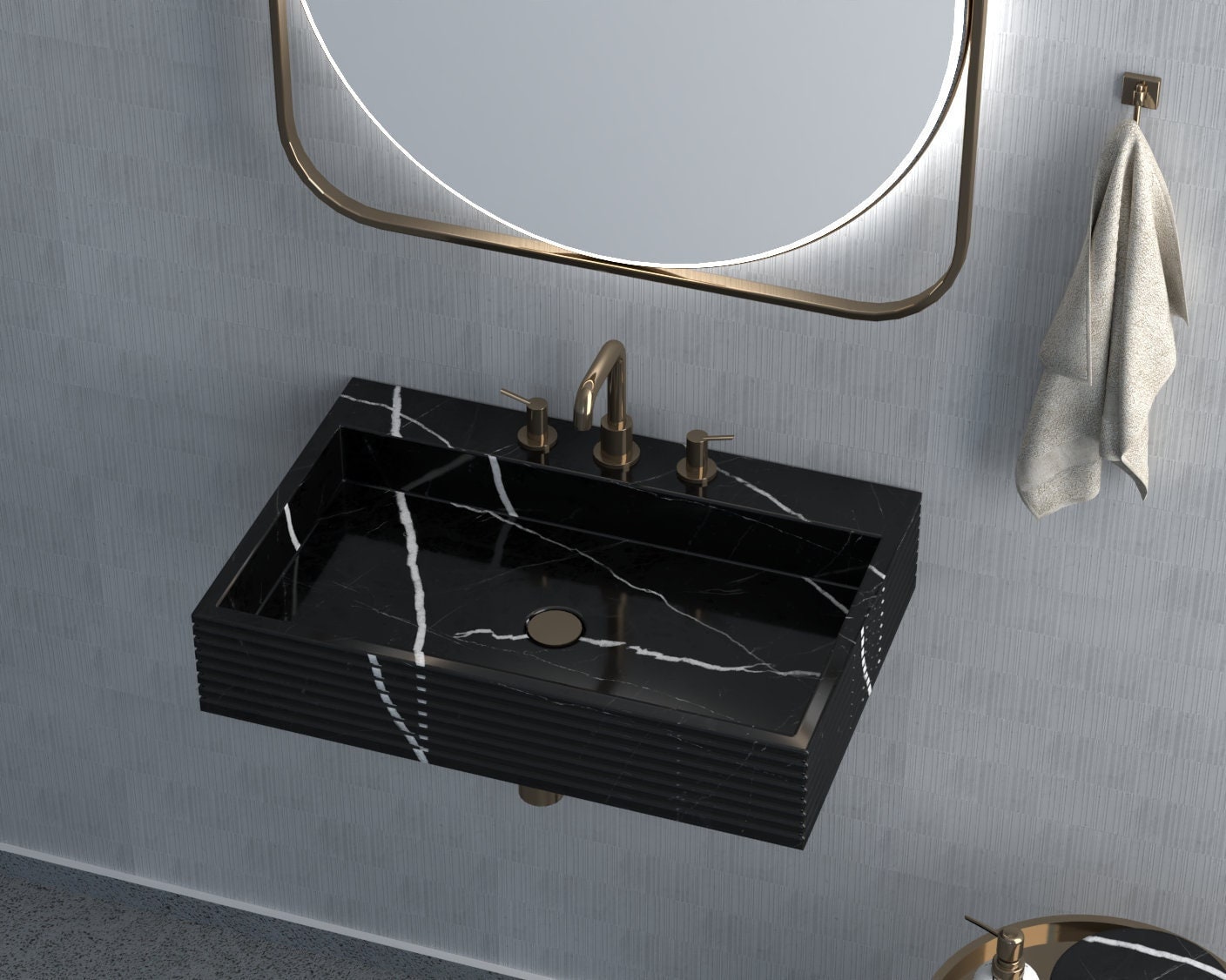 Rectangular Black Marble Wash Basin, Marble Sink, Bathroom Sink Basin ...