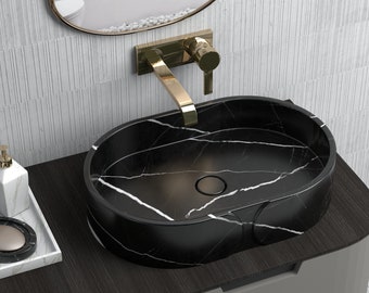 Rectangular Black Marble Wash Basin, Marble Sink, Bathroom Sink Basin ...
