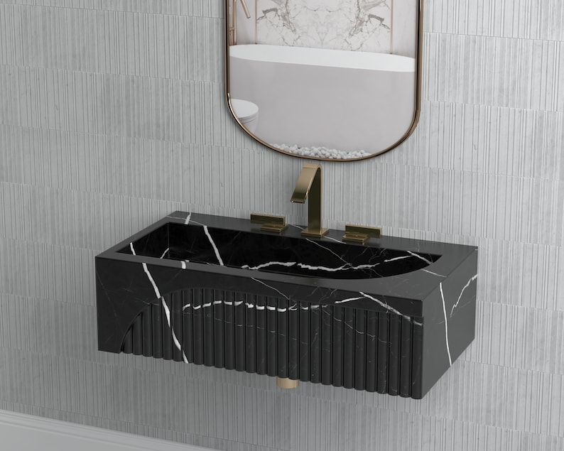 Rectangular Black Marble Wash Basin, Marble Sink, Bathroom Sink Basin ...