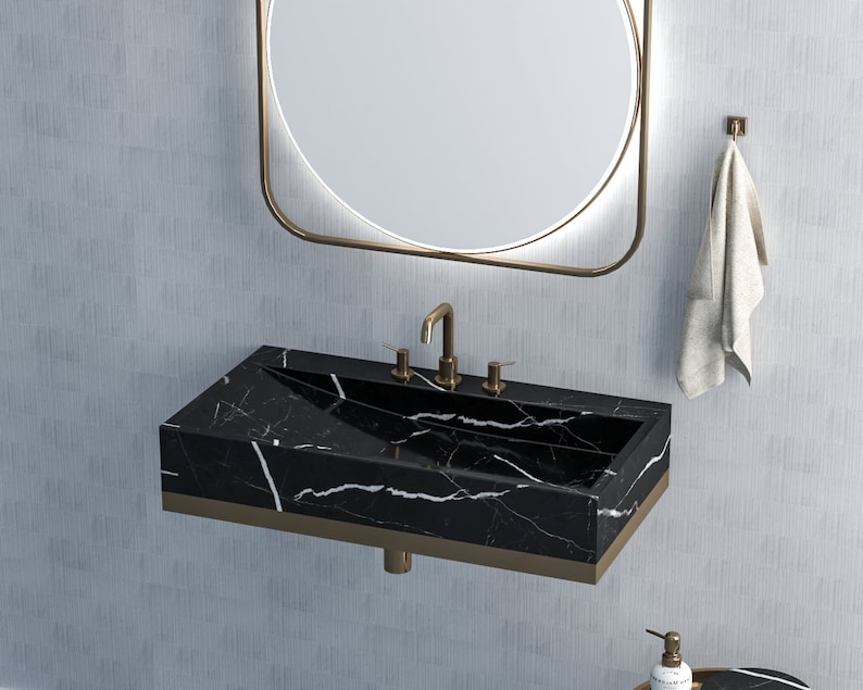 Rectangular Black Marble Wash Basin, Marble Sink, Bathroom Sink Basin ...