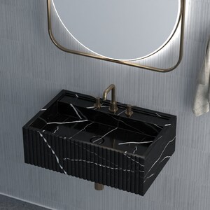 Rectangular Black Marble Wash Basin, Marble Sink, Bathroom Sink Basin ...