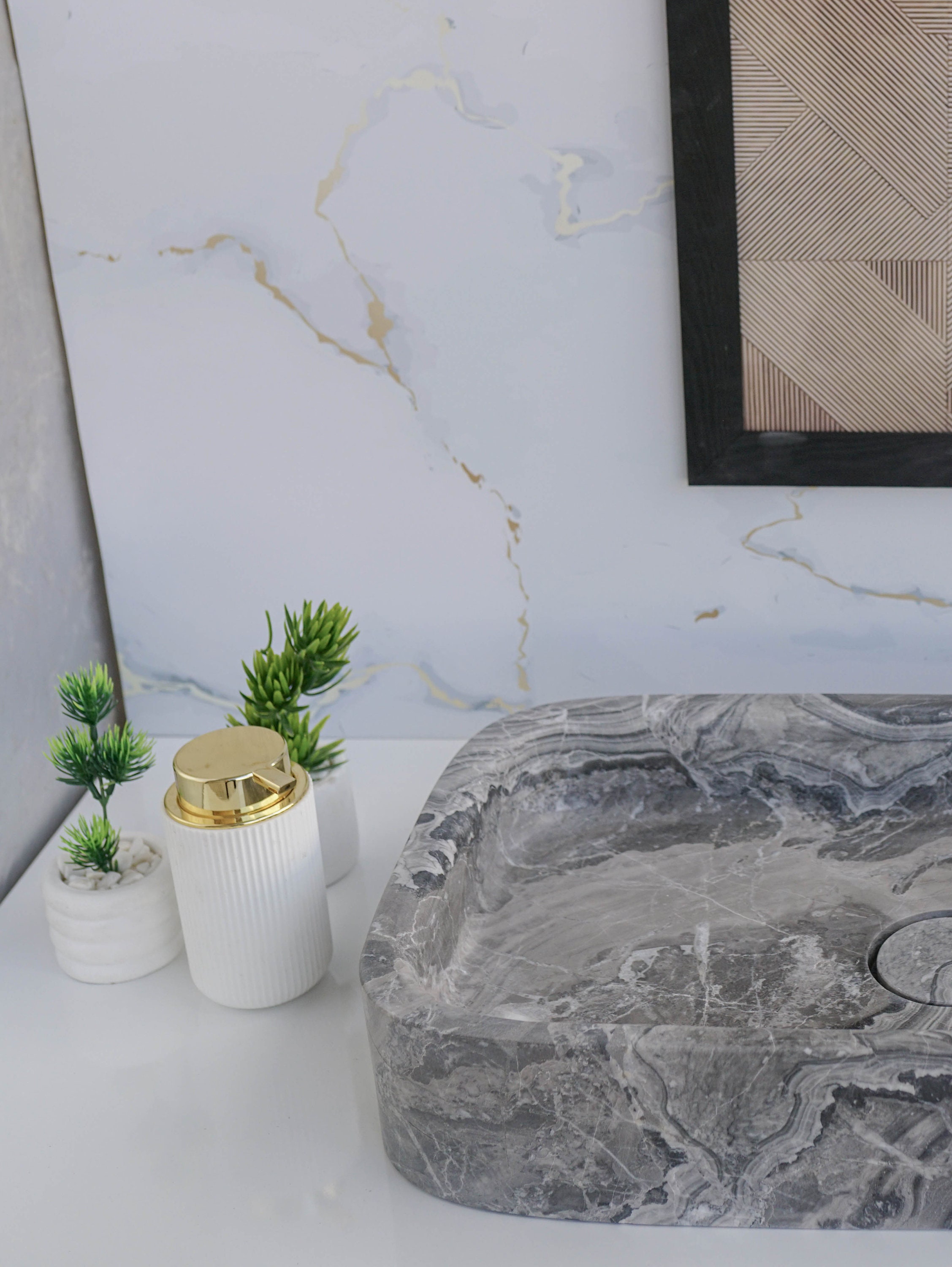 Handmade Grey Marble Rectangle Sink: Bathroom Vessel Basin - Etsy