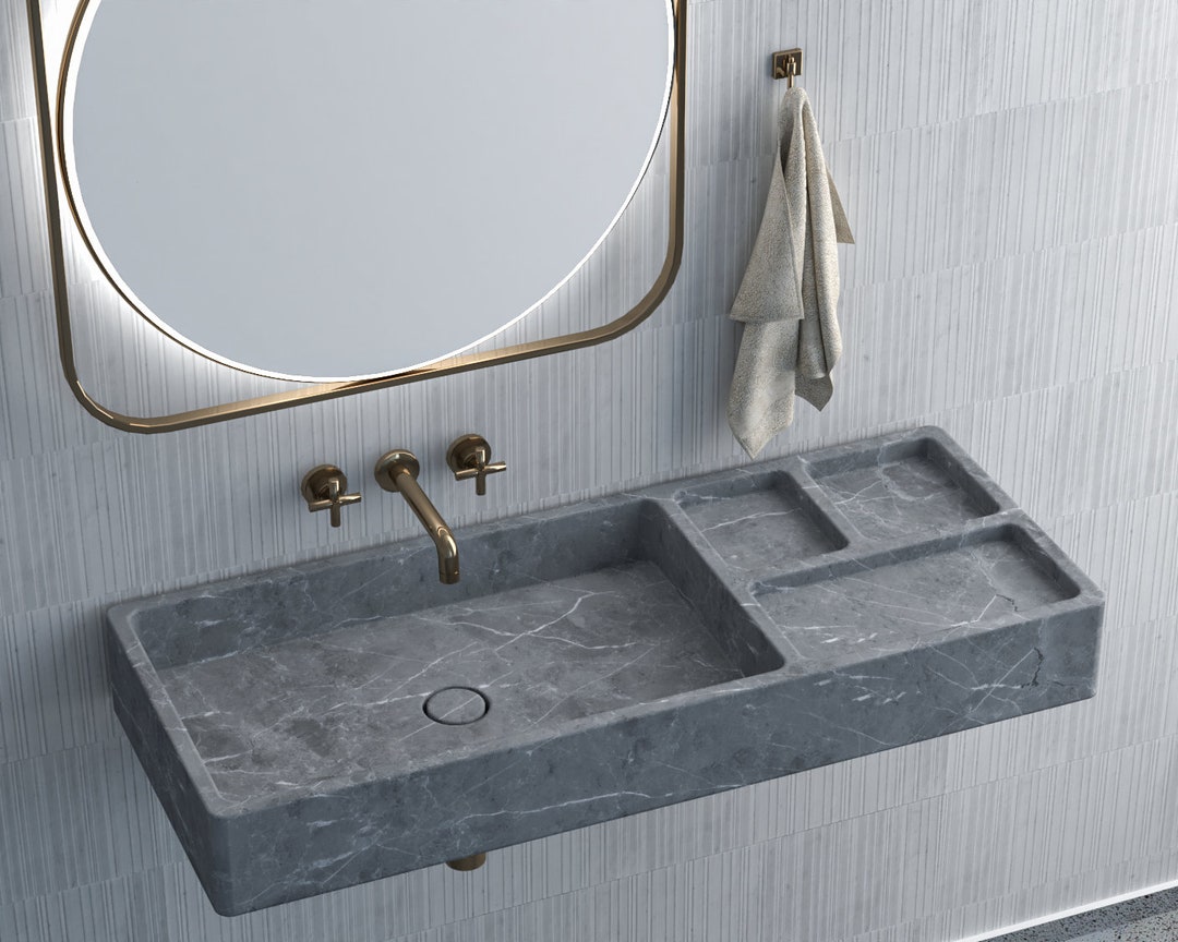Rectangular Grey Marble Wash Basin, Marble Sink, Bathroom Sink Basin ...