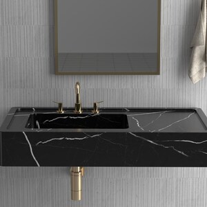 Rectangular Black Marble Wash Basin: Luxury Bathroom Vanity Sink - Etsy
