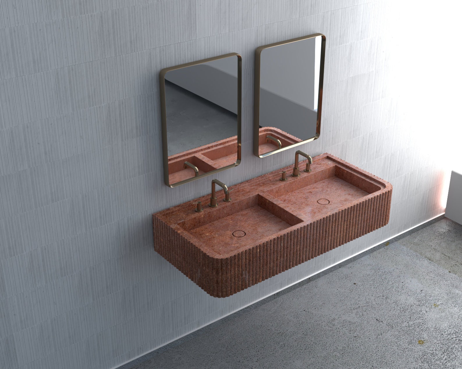 Red Trevertine Double Marble Bathroom Sink Luxury Interior - Etsy