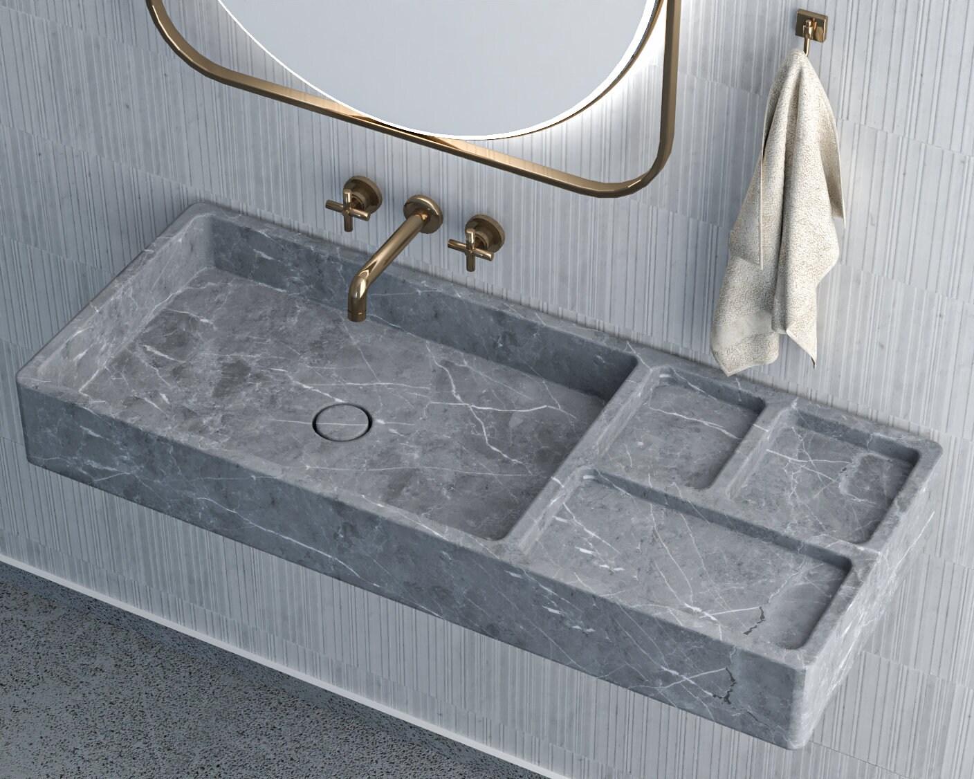 Rectangular Grey Marble Wash Basin, Marble Sink, Bathroom Sink Basin ...
