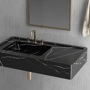 Rectangular Black Marble Wash Basin: Luxury Bathroom Vanity Sink - Etsy