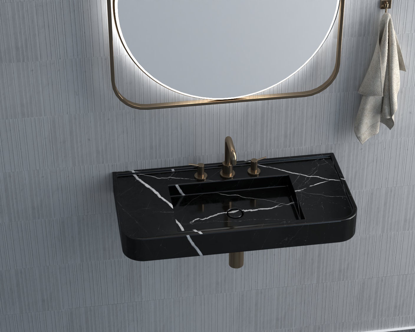 Rectangular Black Marble Wash Basin, Marble Sink, Bathroom Sink Basin ...