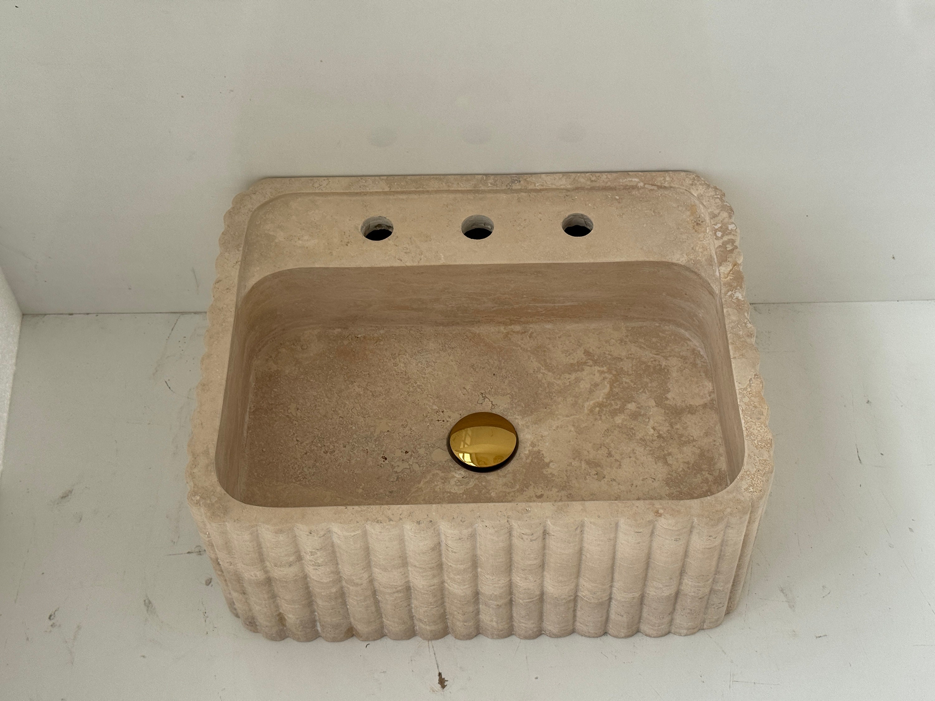 Travertine Marble Sink,hidden Drain, Luxury Interior Bathroom Handmade ...