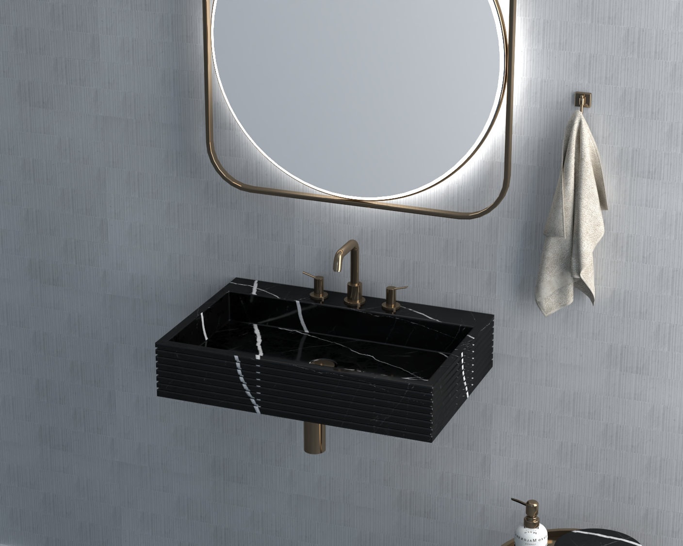 Rectangular Black Marble Wash Basin, Marble Sink, Bathroom Sink Basin ...