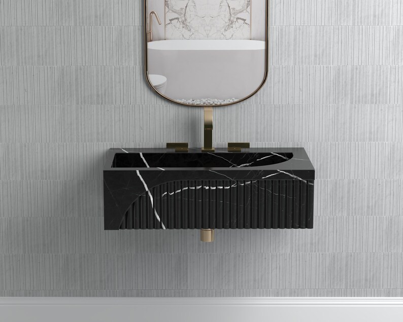Rectangular Black Marble Wash Basin, Marble Sink, Bathroom Sink Basin ...