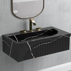 Rectangular Black Marble Wash Basin, Marble Sink, Bathroom Sink Basin ...