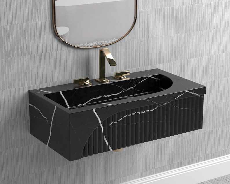 Rectangular Black Marble Wash Basin, Marble Sink, Bathroom Sink Basin ...