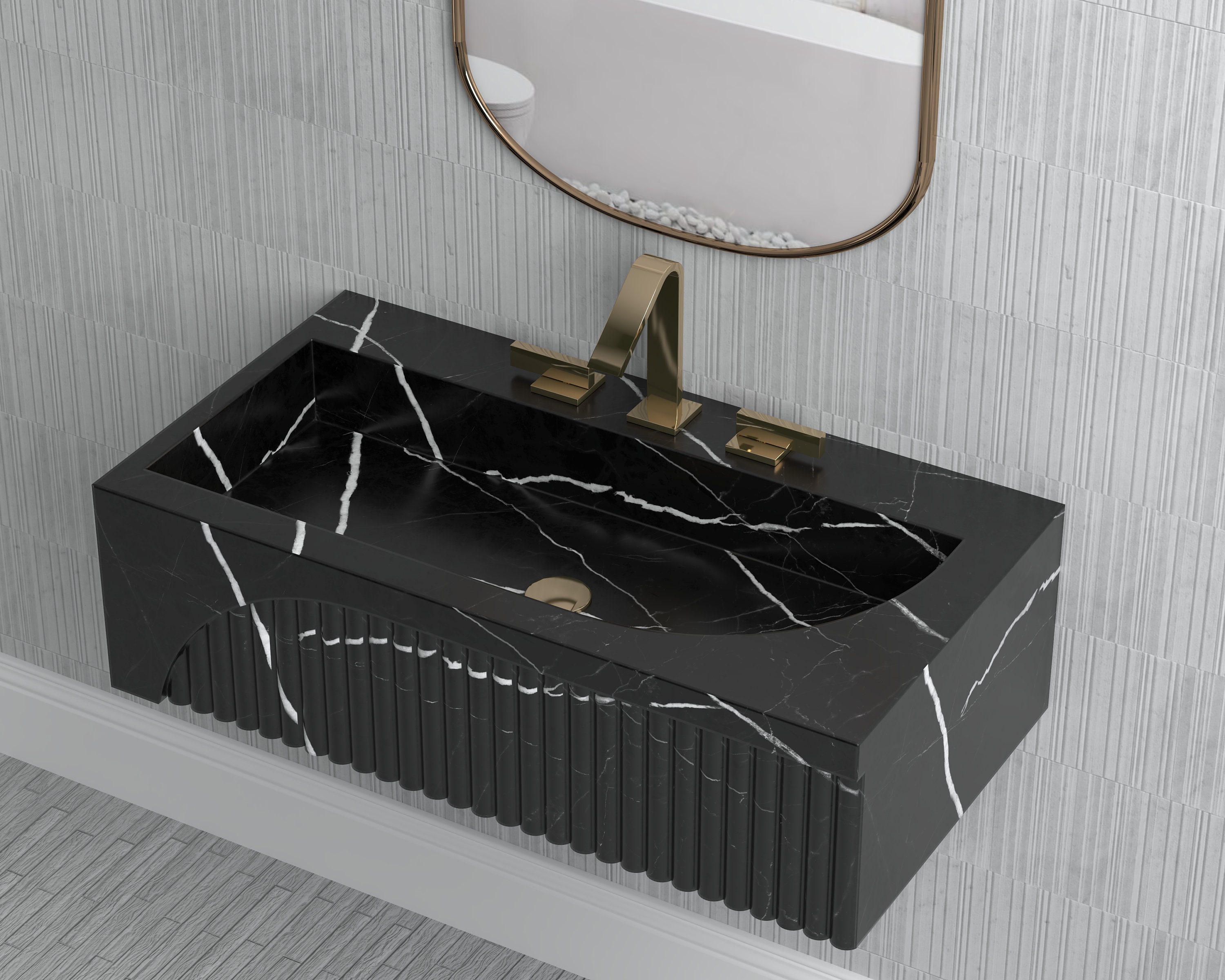 Rectangular Black Marble Wash Basin, Marble Sink, Bathroom Sink Basin ...