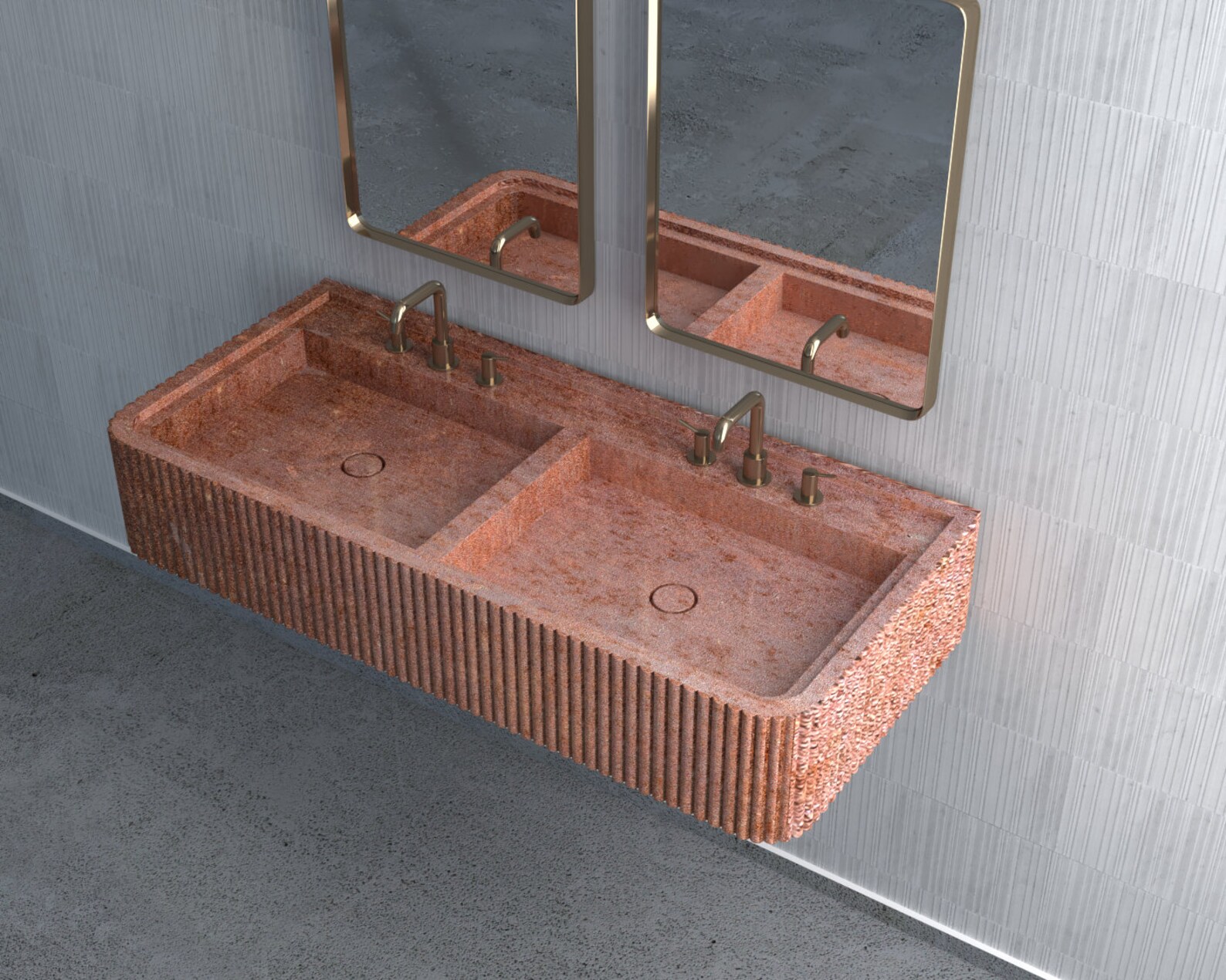 Red Trevertine Double Marble Bathroom Sink Luxury Interior - Etsy