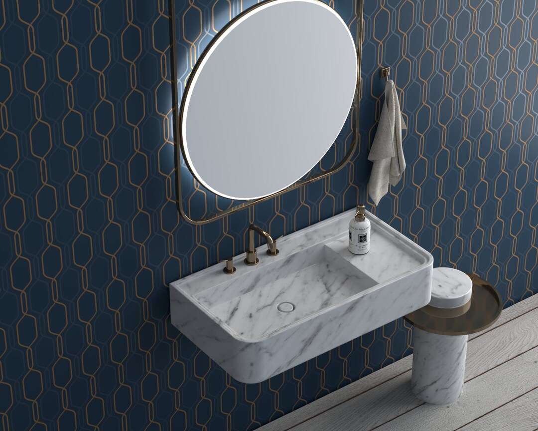 Rectangular Carrara White Marble Wash Basin, Marble Sink, Bathroom Sink ...