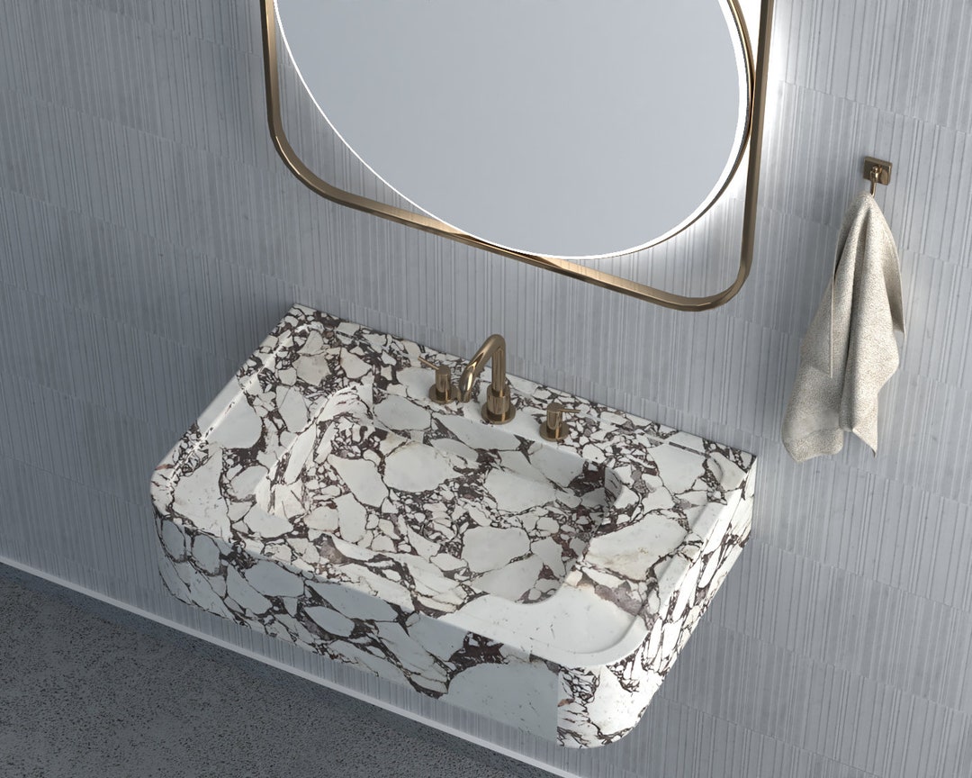 Calacatta Viola Marble Sink Wall Mount Marble Sink Marble Bathroom Sink ...