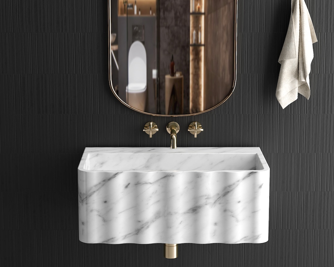 Carrara White Marble Sink, Wall Mount Marble Sink, Custom Marble Sink ...