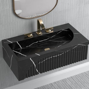 Rectangular Black Marble Wash Basin, Marble Sink, Bathroom Sink Basin ...
