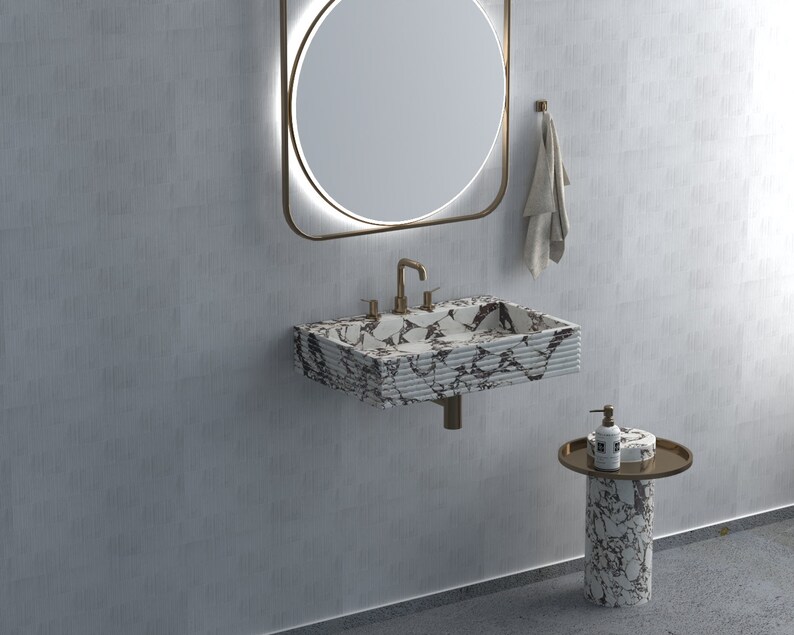 Rectangular Calacatta Viola Marble Wash Basin, Marble Sink, Bathroom Sink Basin, Natural Stone ...