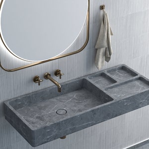 Rectangular Grey Marble Wash Basin, Marble Sink, Bathroom Sink Basin ...