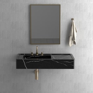 Rectangular Black Marble Wash Basin: Luxury Bathroom Vanity Sink - Etsy